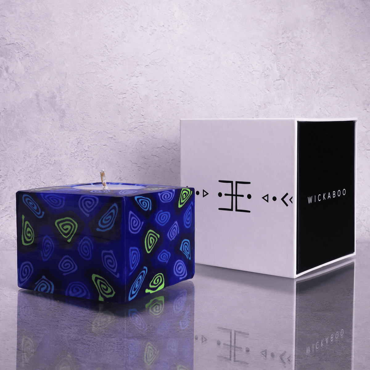 Blue Spiral Cube Candle, Decorative Candle