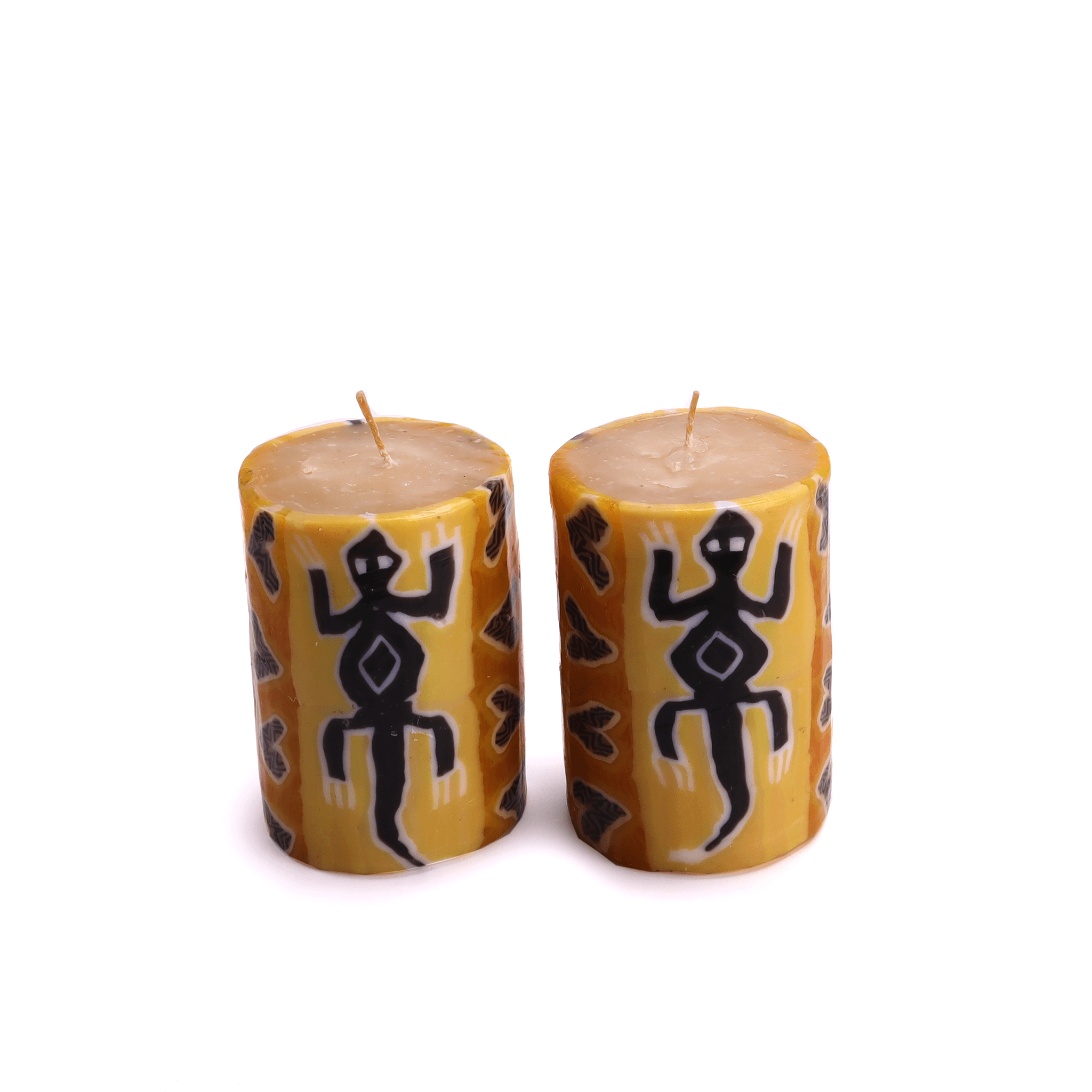 Lizard Symbol Pillar Candle Gift Set, 2 x Mini Pillars